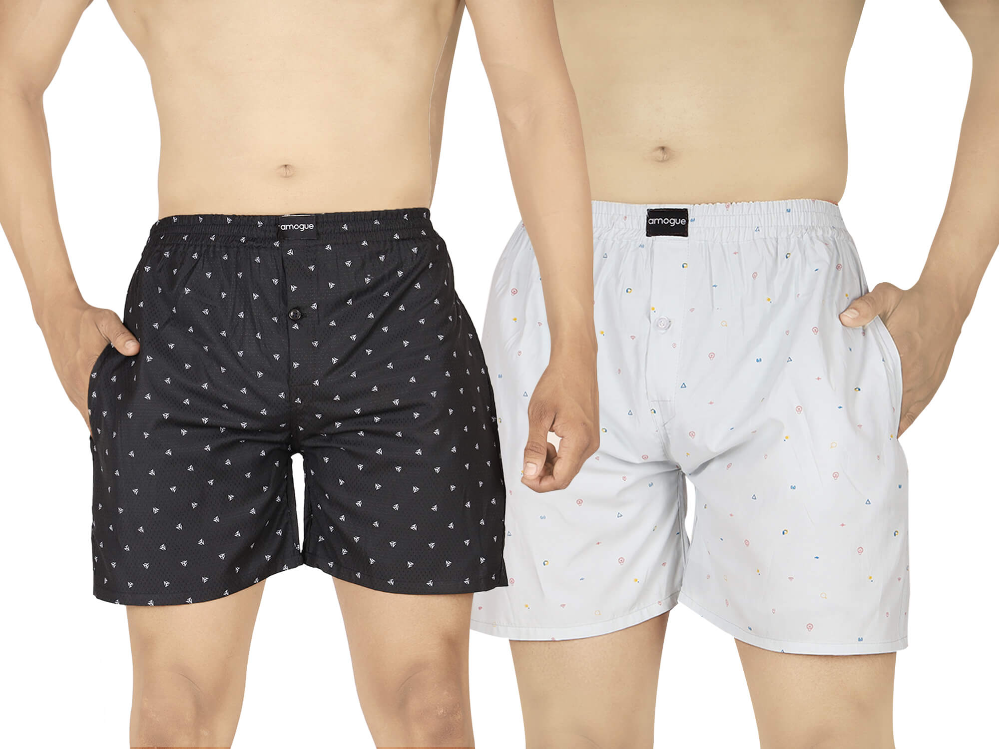 Black Dotted & White Dotted Printed Boxers For Men | Amogue